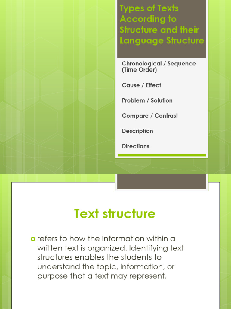 Types of Texts According To Structure and Their | PDF