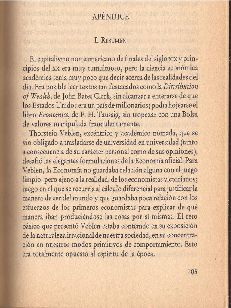 EL MUNDO BRUTAL DE THORSTEIN VEBLEN - Trabajo en Clase | PDF