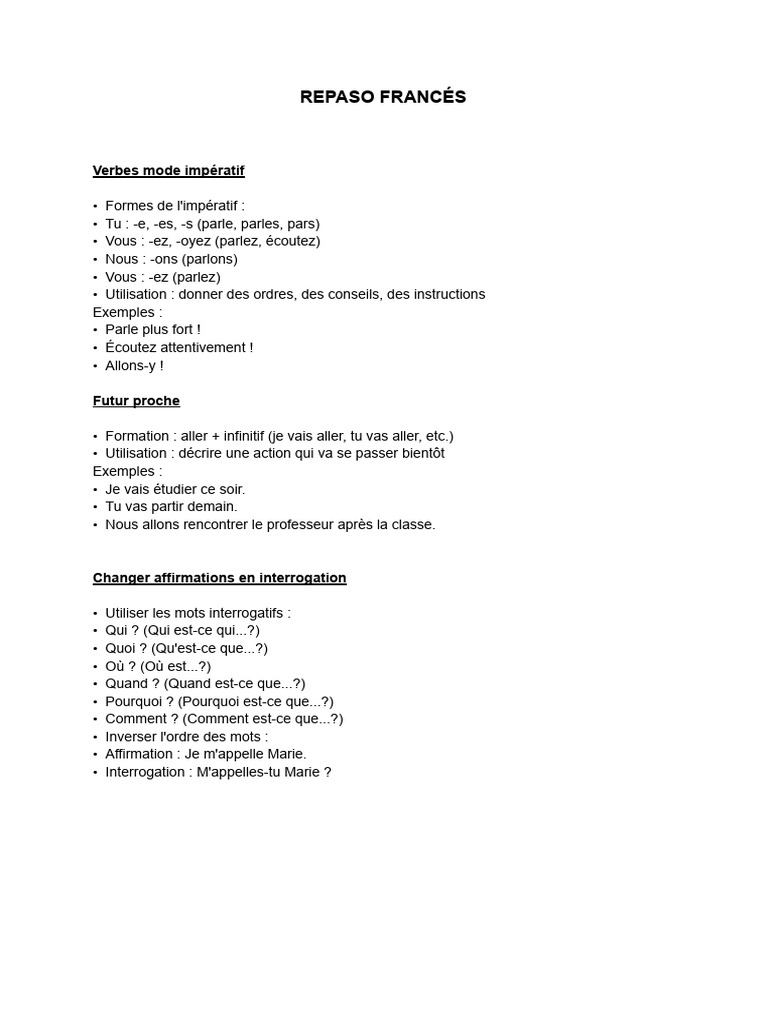 Repaso Francés | PDF