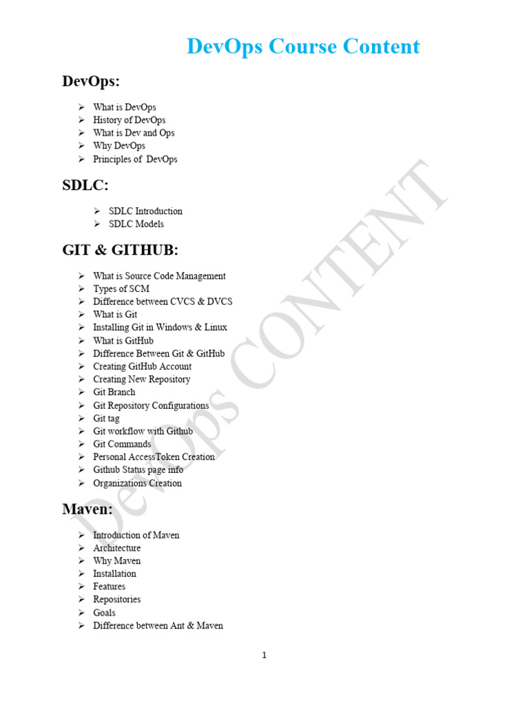 DevOps Course Content 2024 | PDF