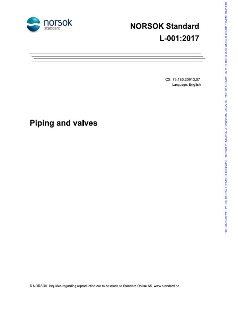 NORSOK L-001 Piping and Valves (2017) | PDF