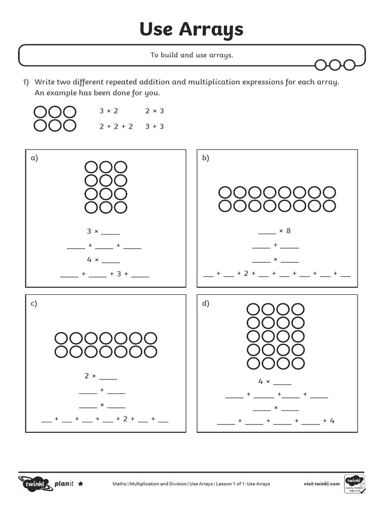 T M 1681741889 Using Arrays Differentiated Maths Activity Sheets Ver 1 ...