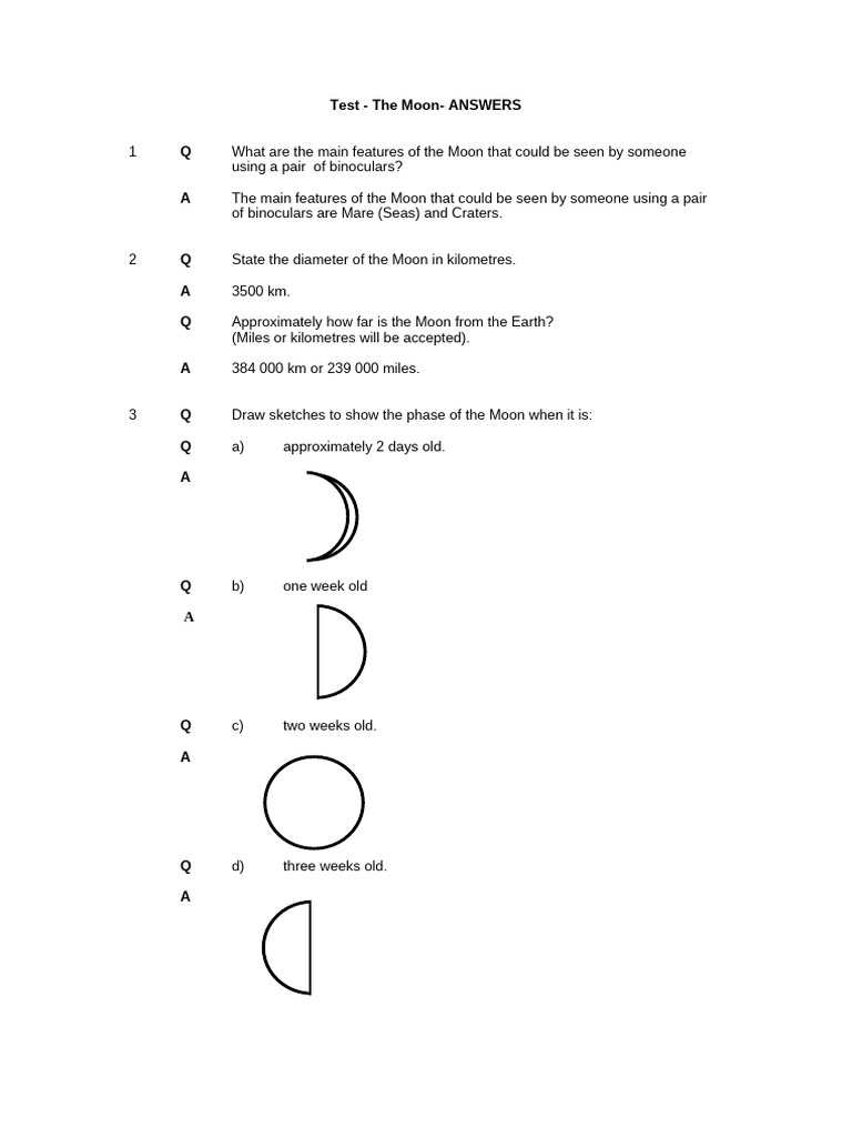 The Moon Test - ANSWERS | PDF