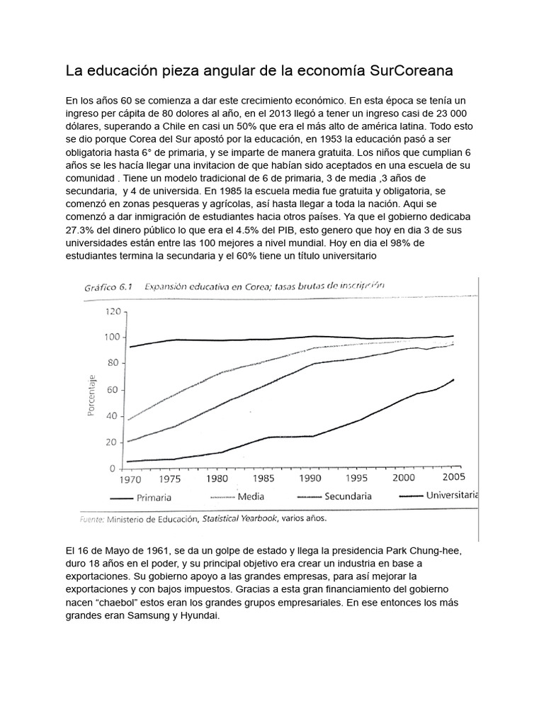 La Educación. Pieza Angular de La Economía SurCoreana. | PDF