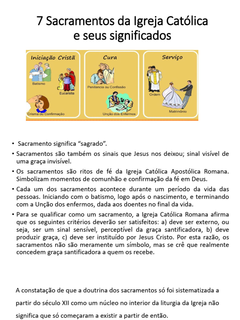 7 Sacramentos Da Igreja Católica e Seus Significados | PDF