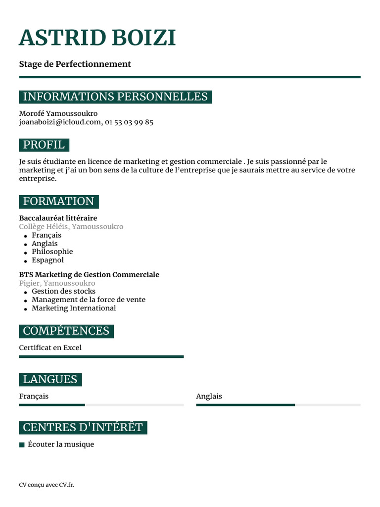 CV de Astrid Boizi | PDF