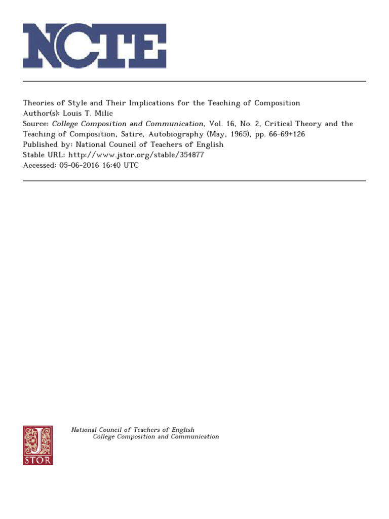 Theories of Style and Their Implications Lingv | PDF