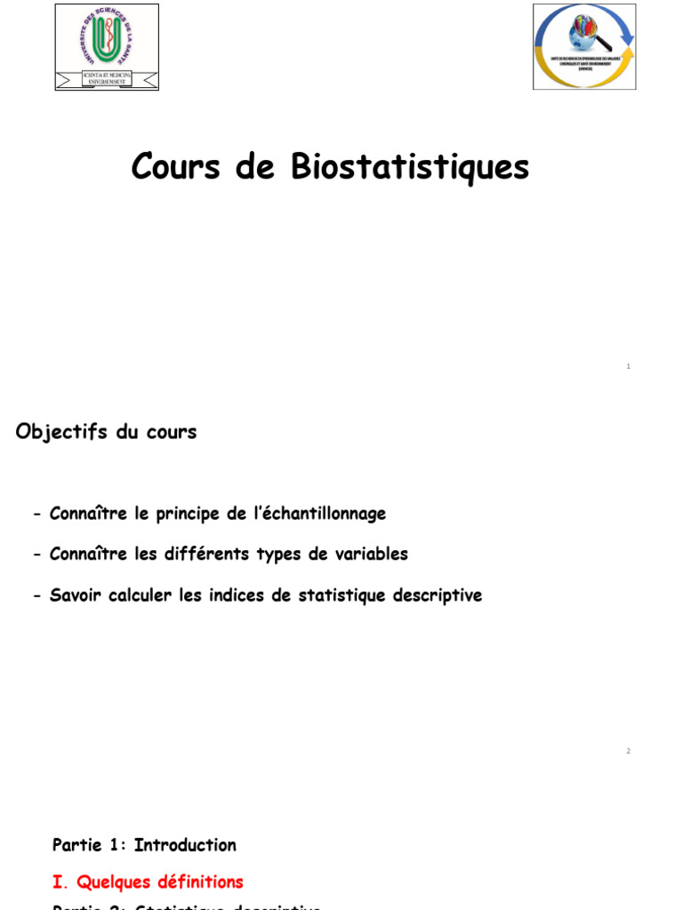 Cours Stat Descriptive L1Bio | PDF