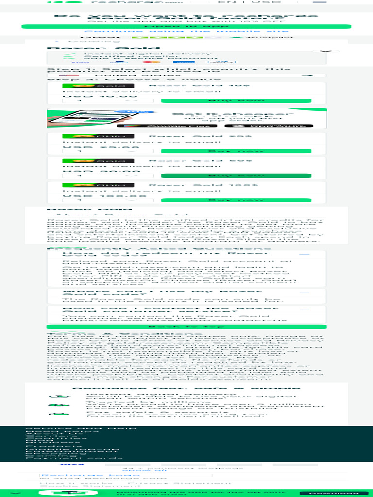 Razer Gold Buy A Digital Code From 10 USD | PDF