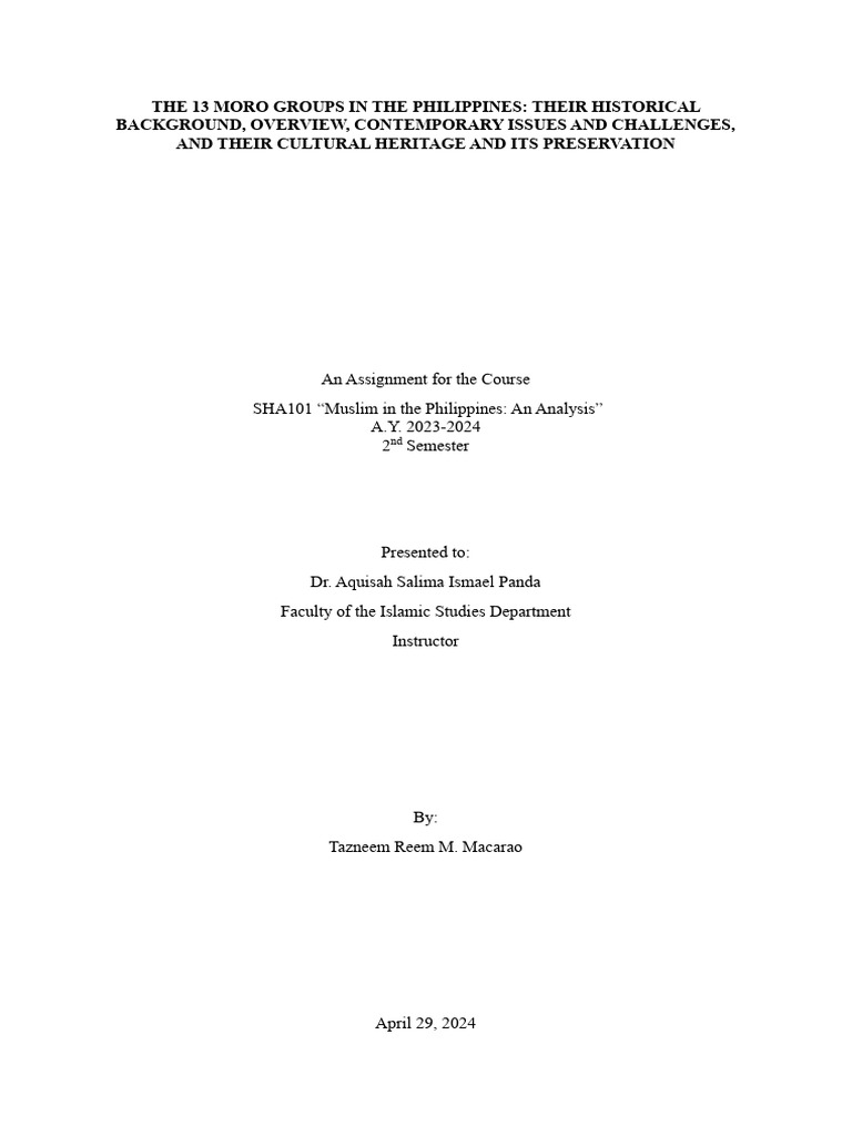 The 13th Moro Groups in The Philippines | PDF