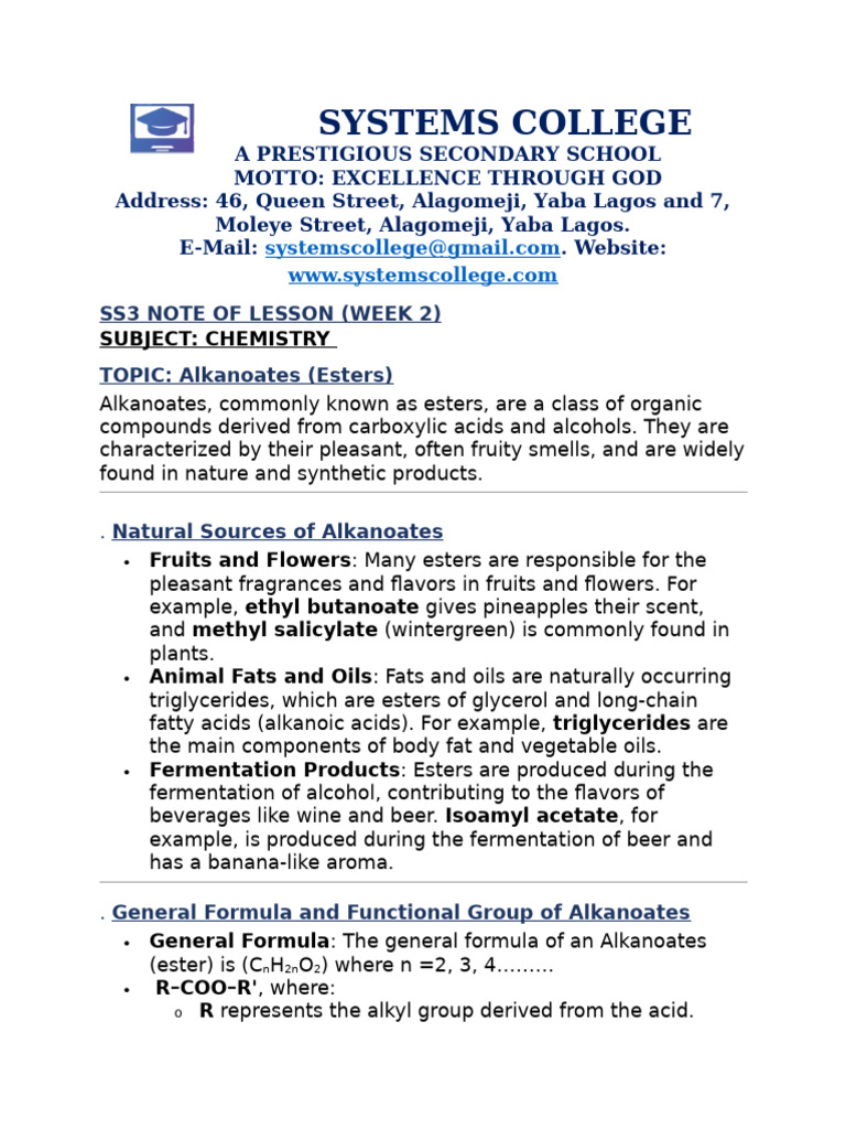SS3 Chemistry WK 2 Note | PDF