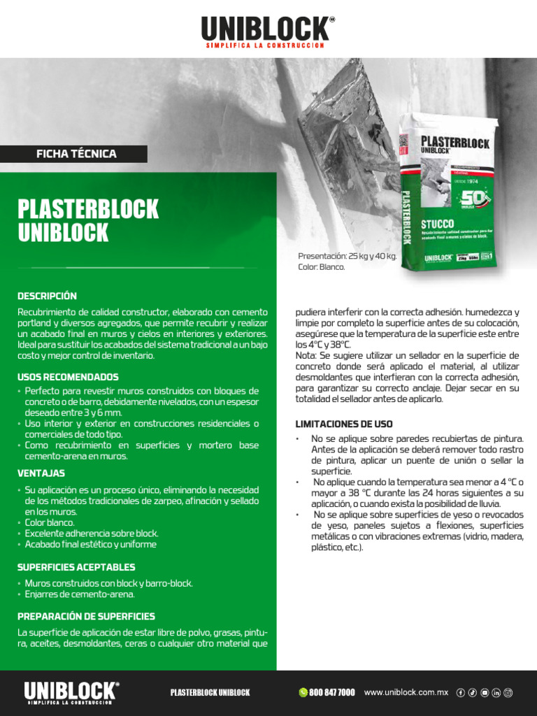Plasterblock Uniblock | PDF