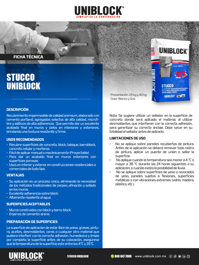 Stucco Uniblock 25kg | PDF