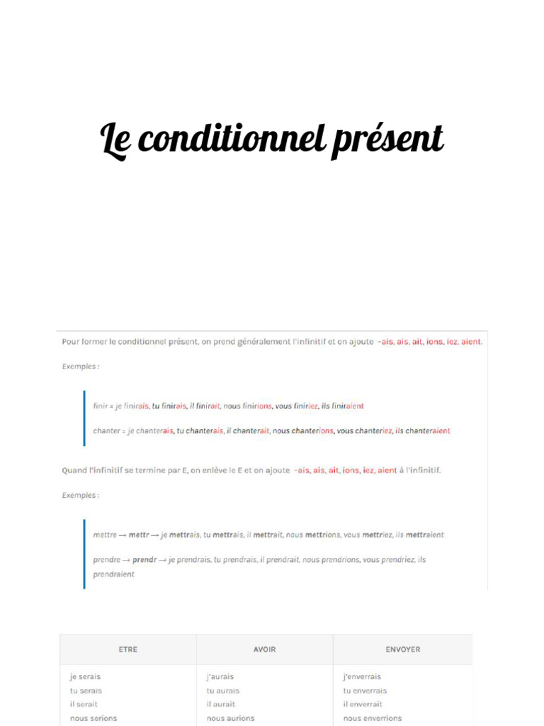 Le Conditionnel Présent | PDF