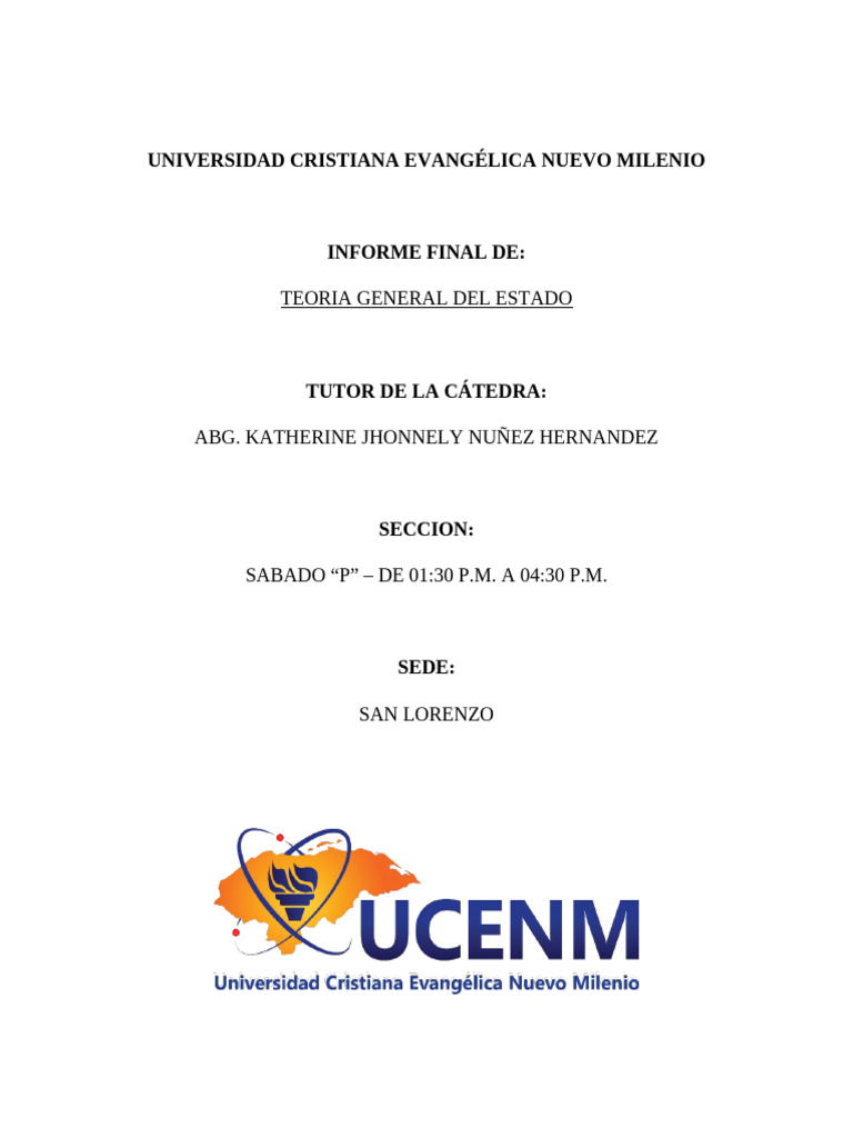 Portada Informe Teoria General Del Edo | PDF