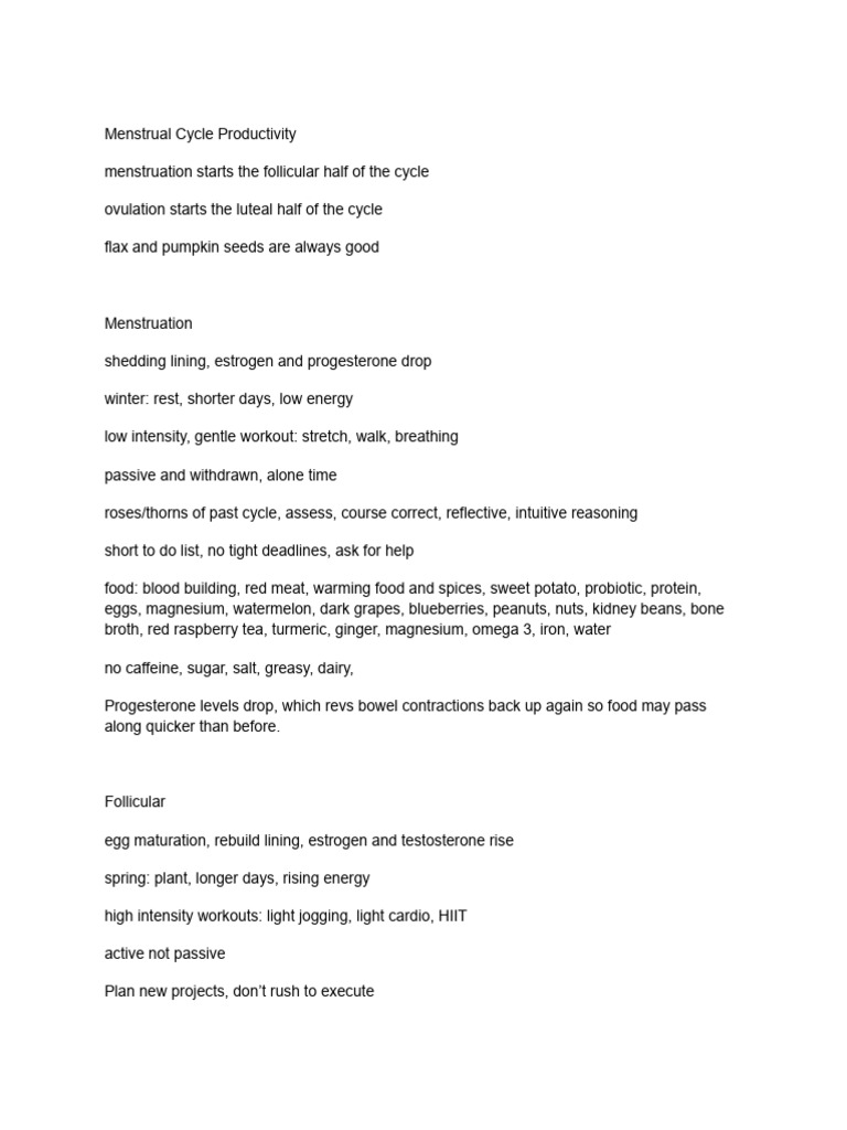 Menstrual Cycle Productivity | PDF