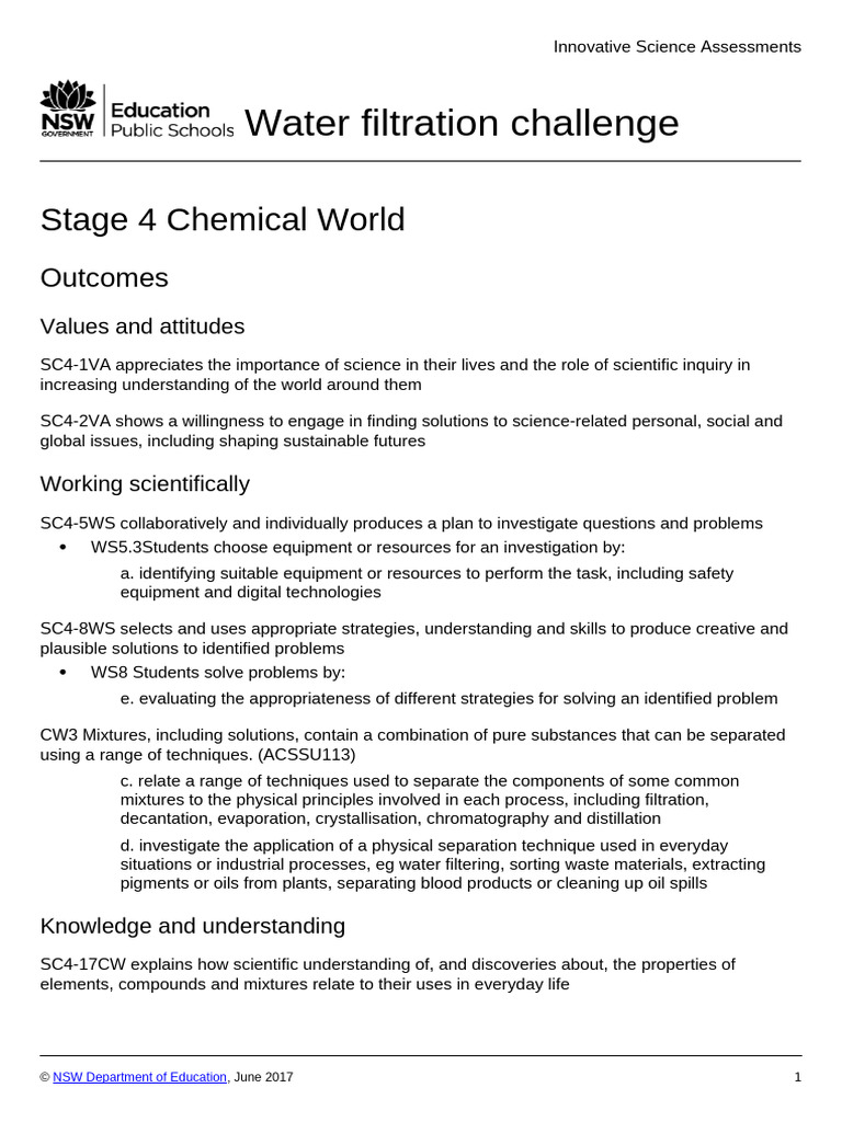 Science s4 Water Filtration Challenge | PDF | Filtration | Water