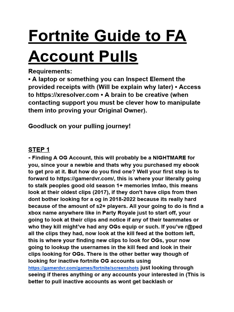 In Depth Fortnite Pulling Method | PDF