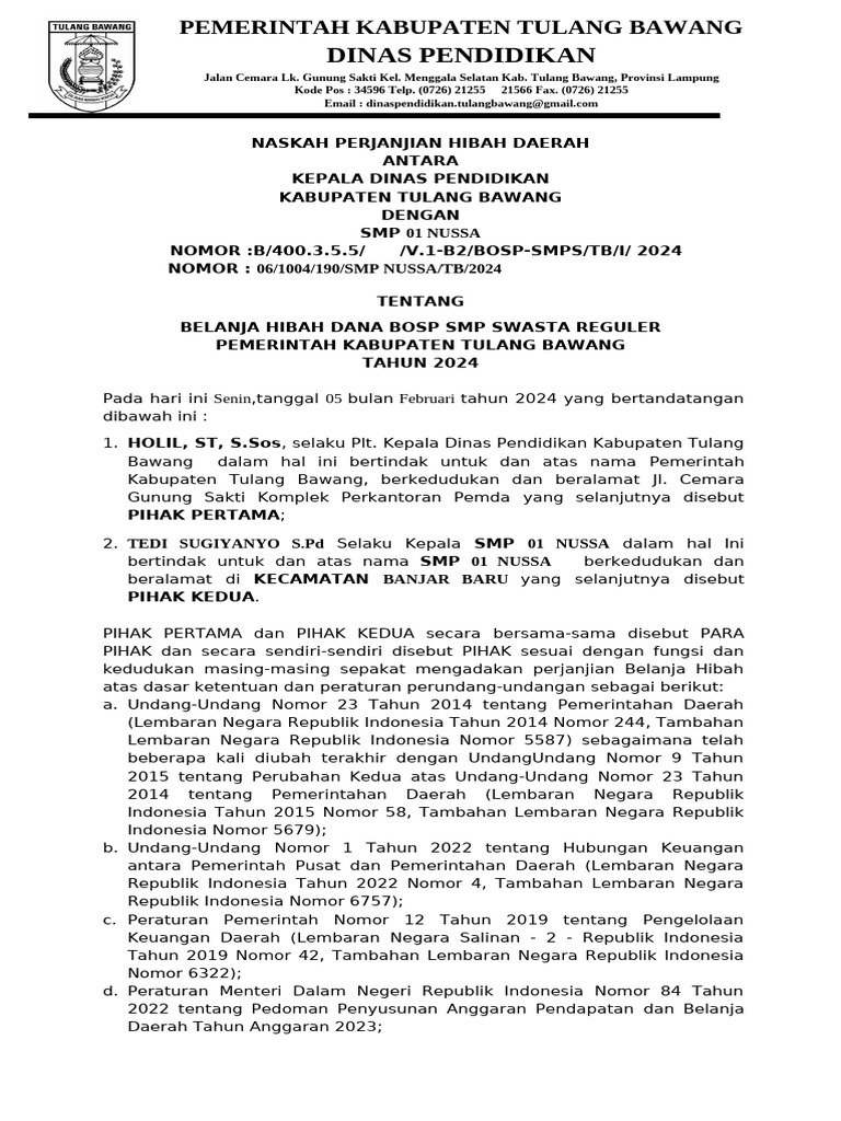 Format NPHD Ke Sekolah 24 | PDF