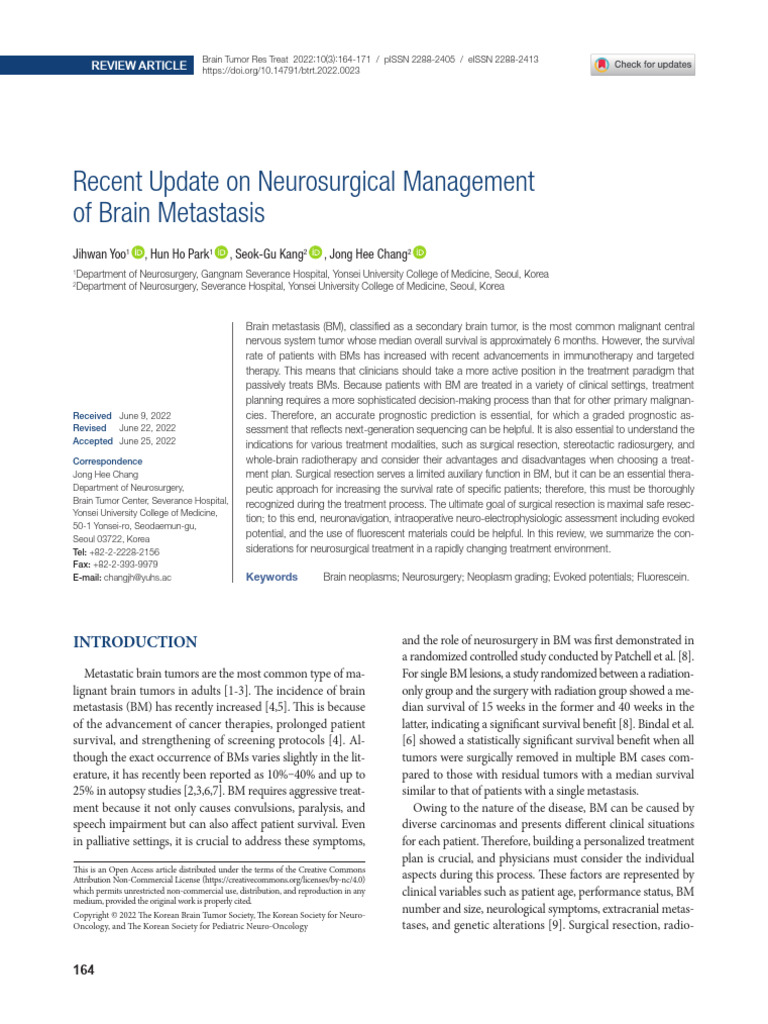 Recent Update On Neurosurgical Management | PDF