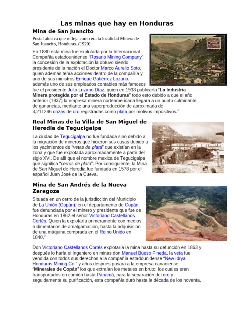 Minas y su ubicación en Honduras | PDF | Honduras | Viajes y turismo