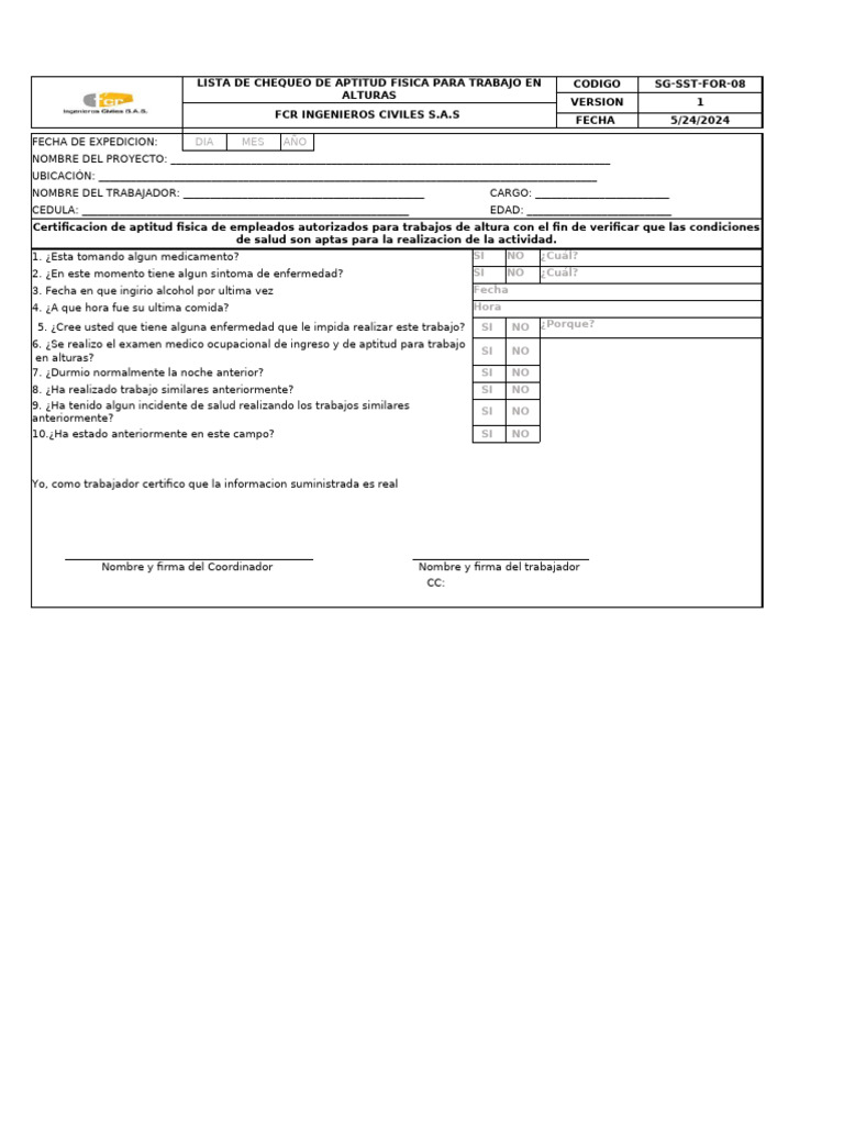 Sg Sst For 08 Formato Aptitud Fisica Pdf