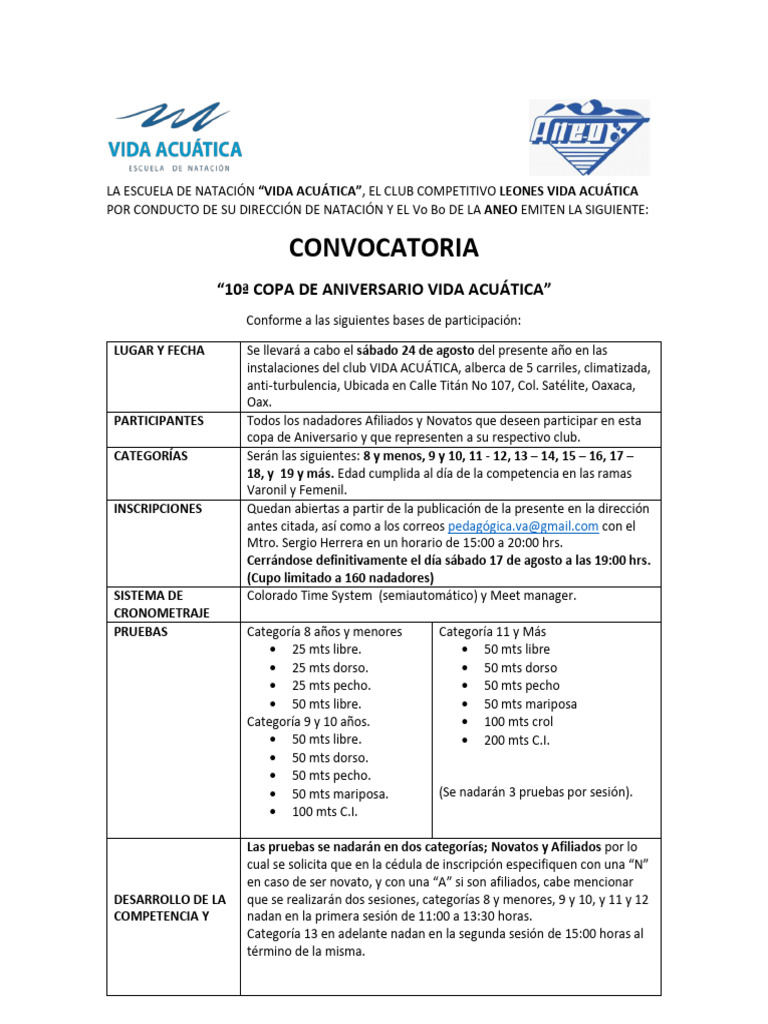 10 Aniversario Vida Acuatica | PDF