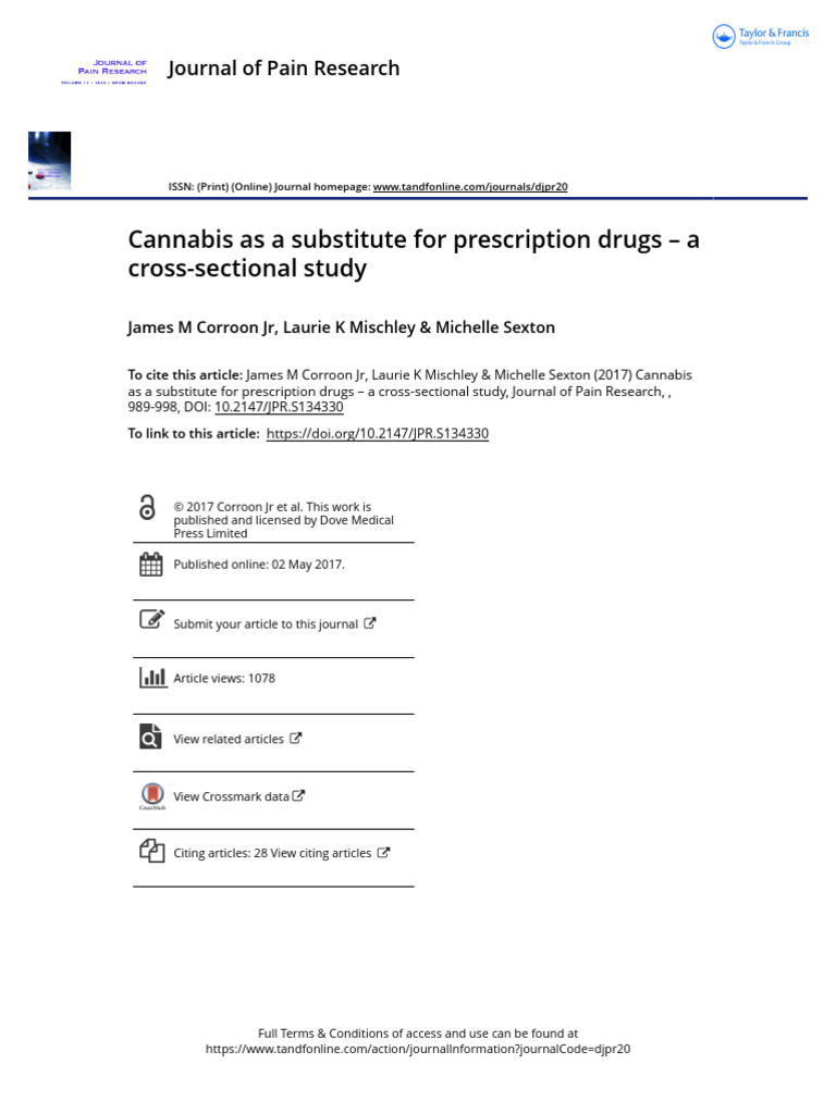 Cannabis As A Substitute For Prescription Drugs A Cross-Sectional Study ...