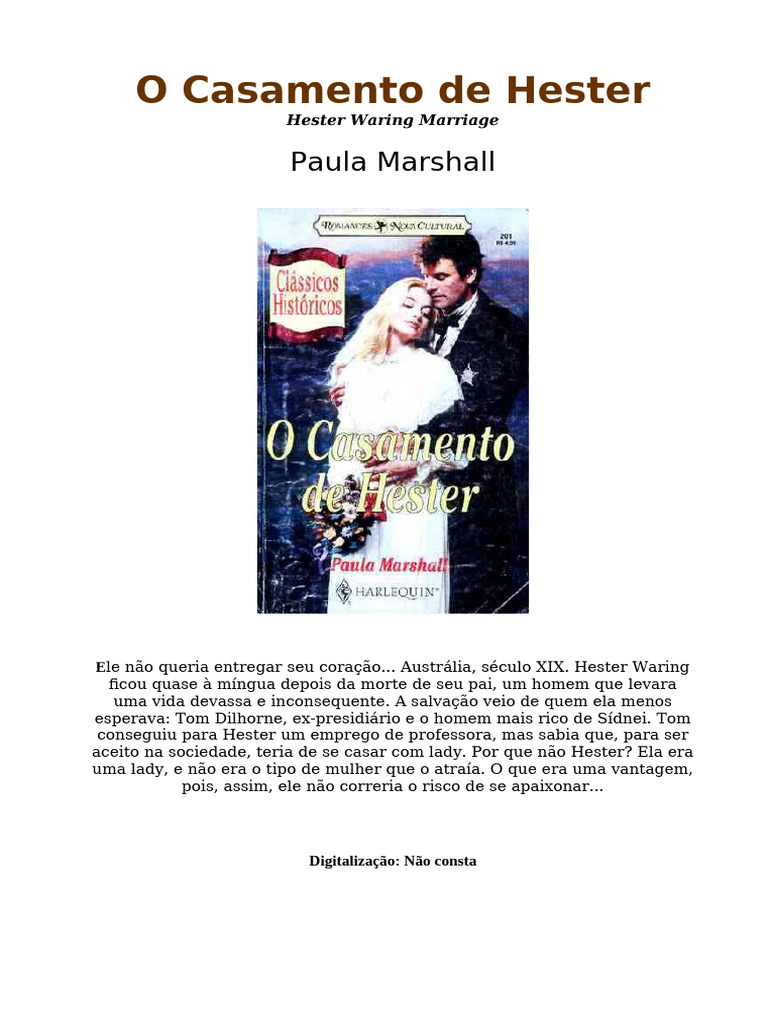 Paula Marshall - O Casamento de Hester (CH 201) | PDF