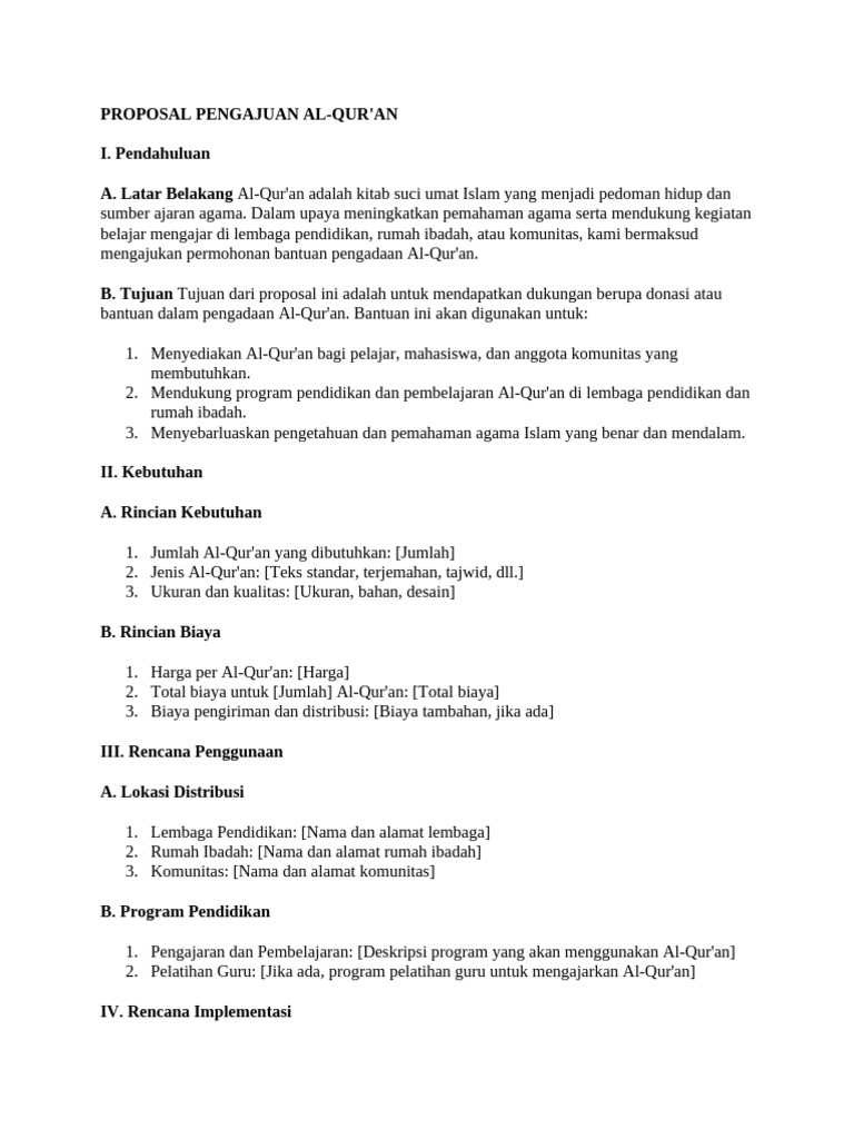 Proposal Pengajuan Al-Qur'an | PDF