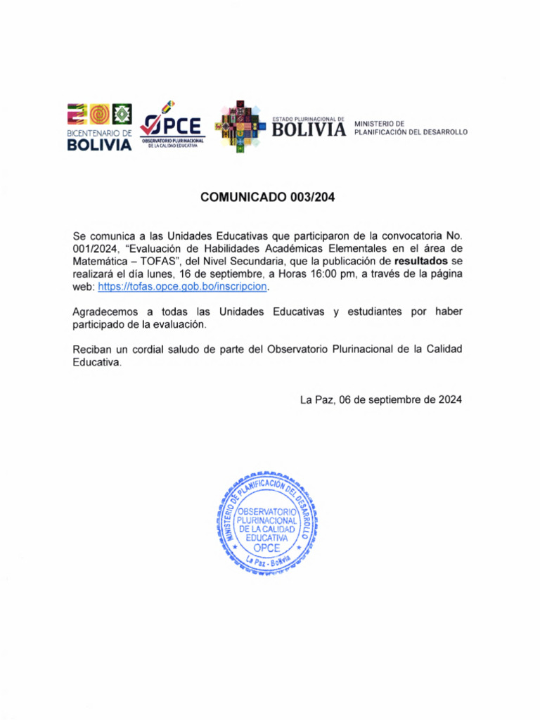 Comunicado 003 2024 | PDF