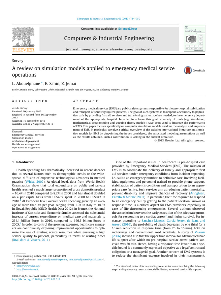 .A Review On Simulation Models Applied To Emergency Medical Service ...