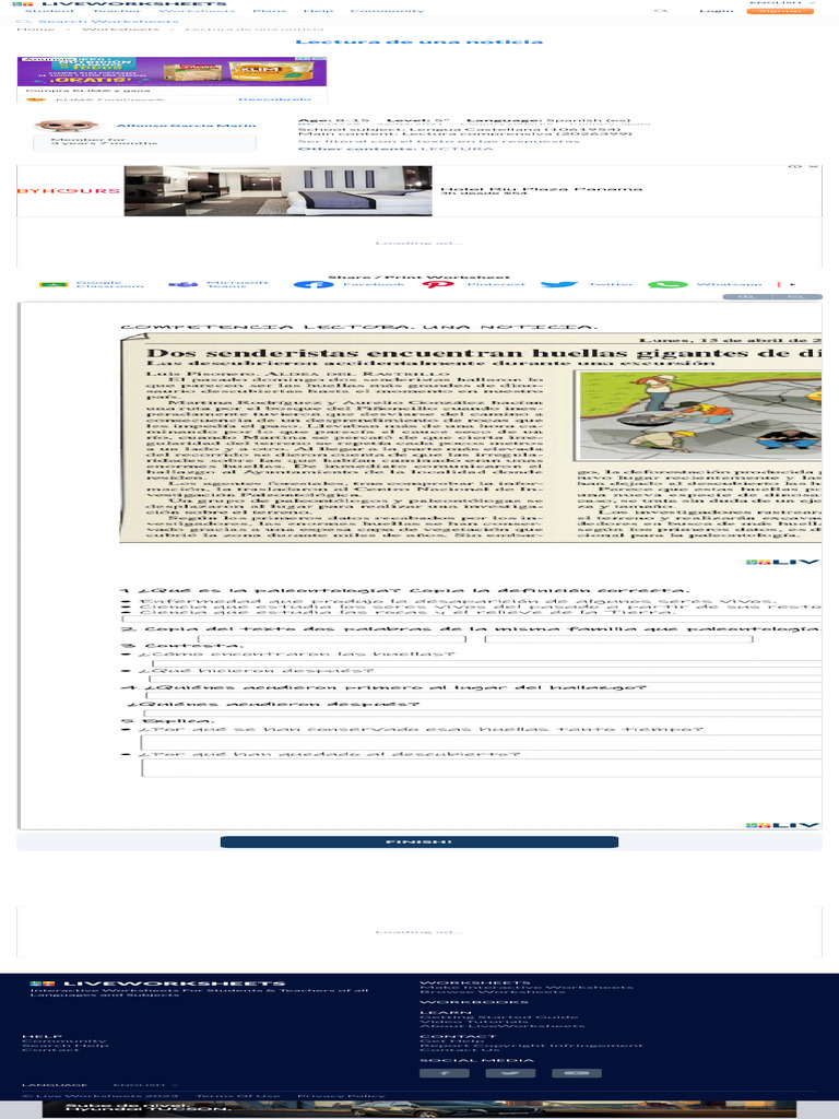 Lectura de Una Noticia Worksheet Live Worksheets | PDF