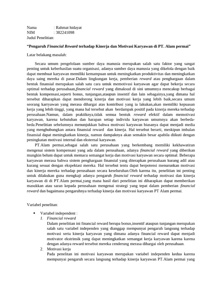 Tugas Rancangan Penelitian (Rahmat Hidayat) | PDF