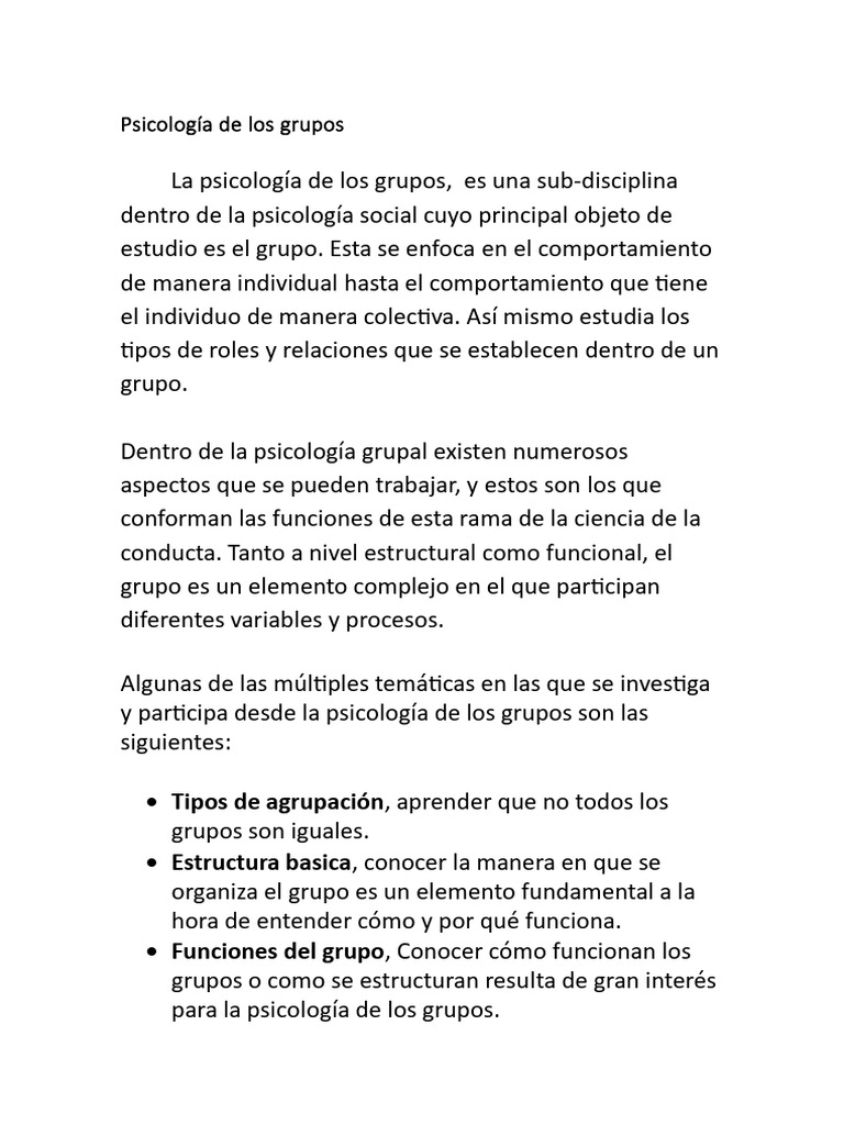 Psicología de los grupos | PDF