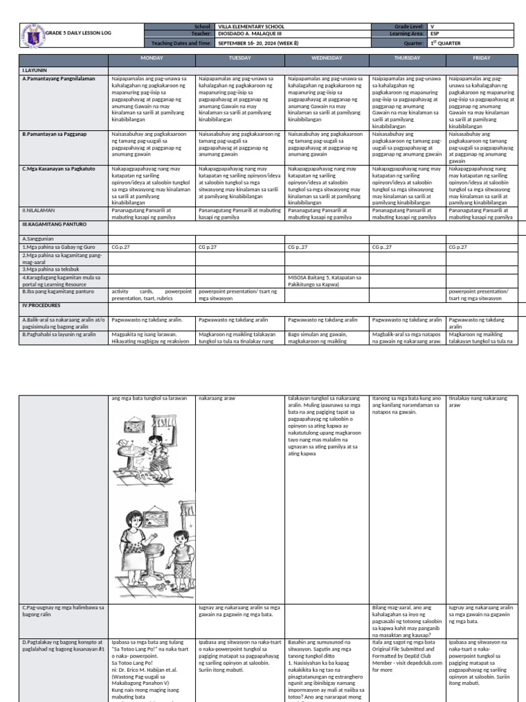 DLL - Esp 5 - Q1 - W8 | PDF