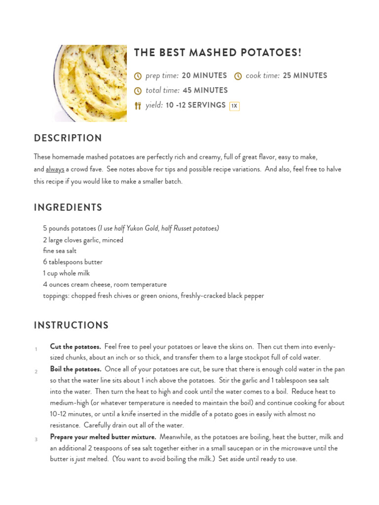 The BEST Mashed Potatoes! - Gimme Some Oven | PDF