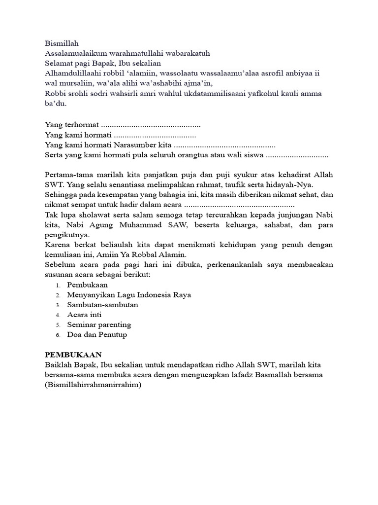 Teks MC Rapat Walmur | PDF