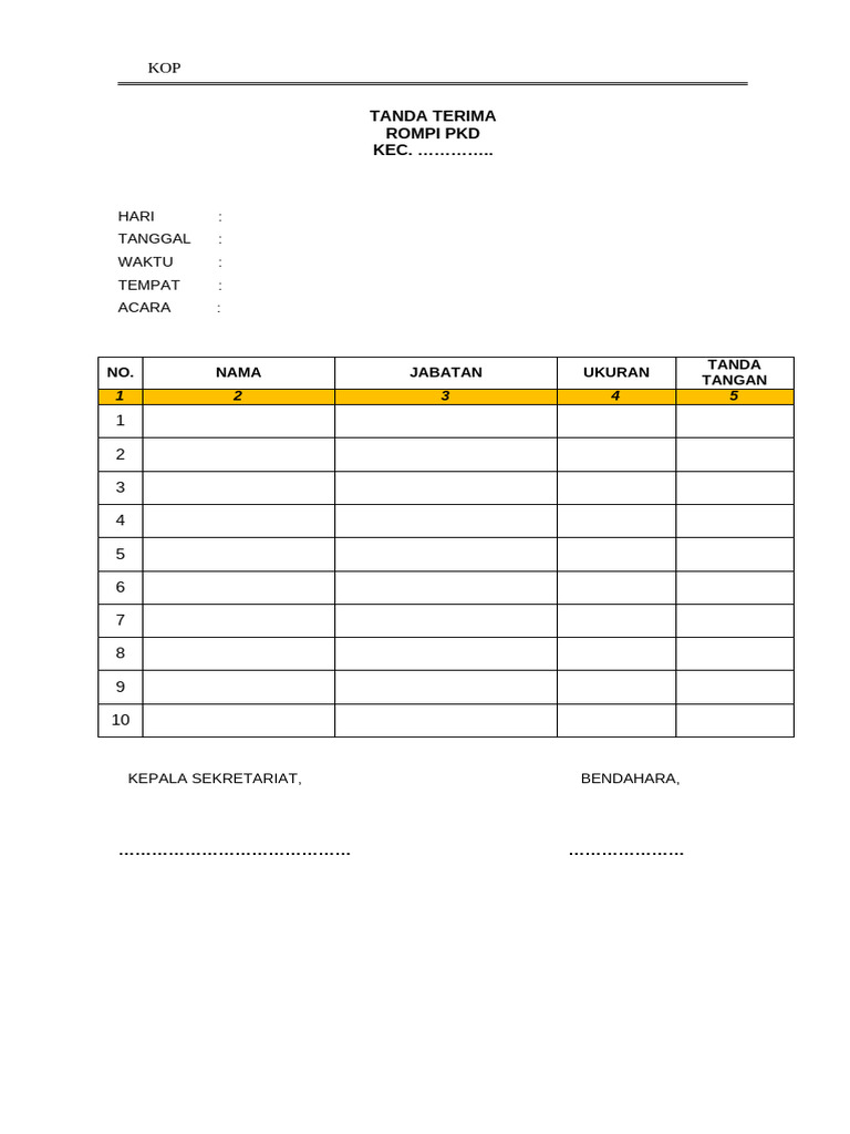 Tanda Terima Rompi | PDF