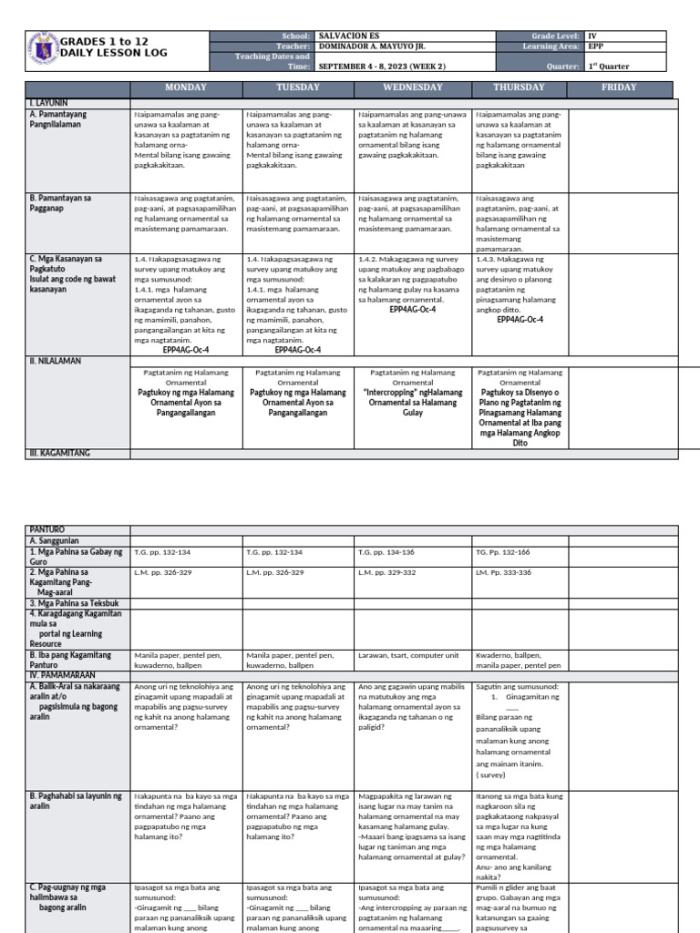 DLL - Epp 4 - Q1 - W2 | PDF