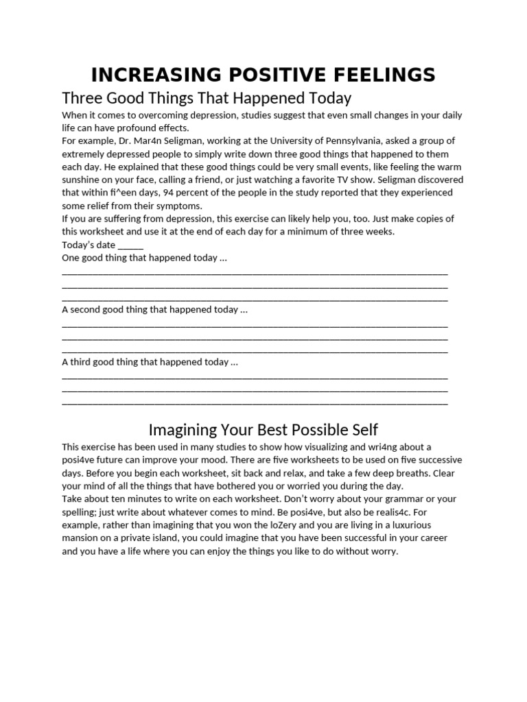Increasing Positive Feelings | PDF