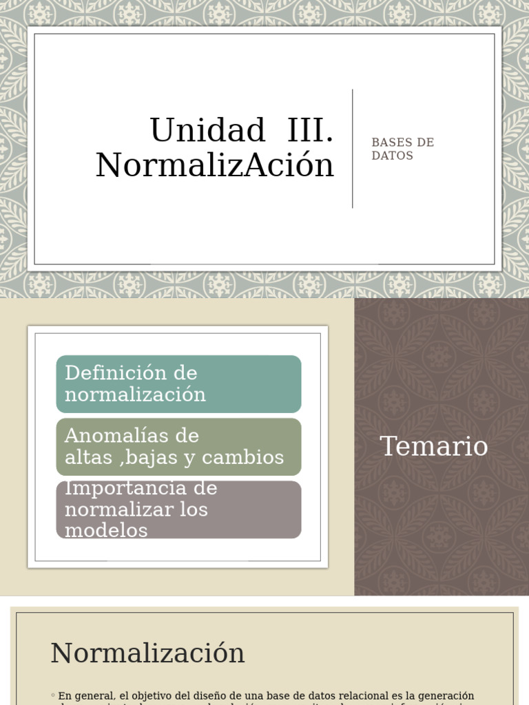 12 Unidad III - Normalización | PDF