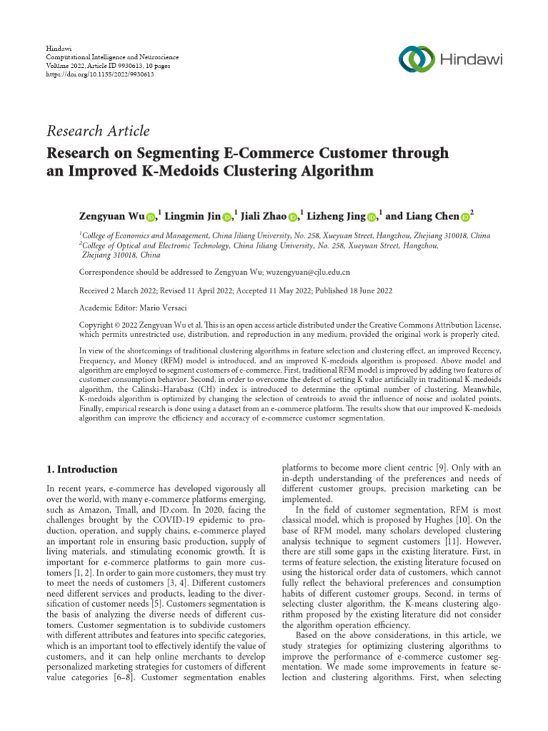 Research On Segmenting E Commerce Customer Through An Improved K Medoids Clustering Algorithm