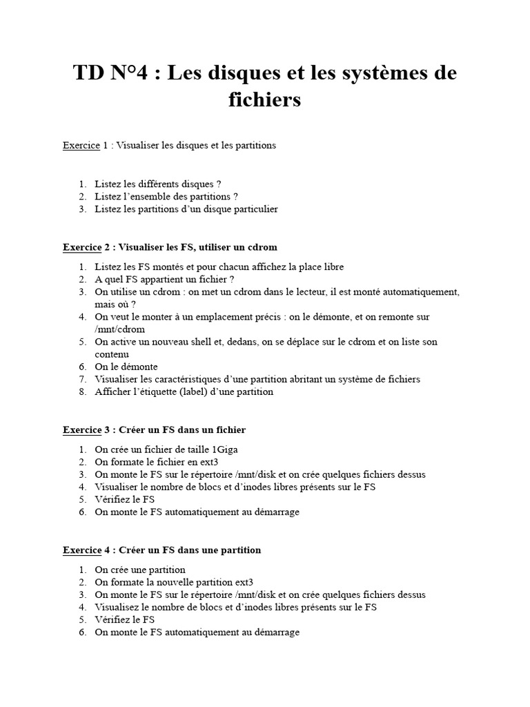 TD - Cours 4 Administration Systeme Linux ISI | PDF | Operating System Technology | Teaching ...