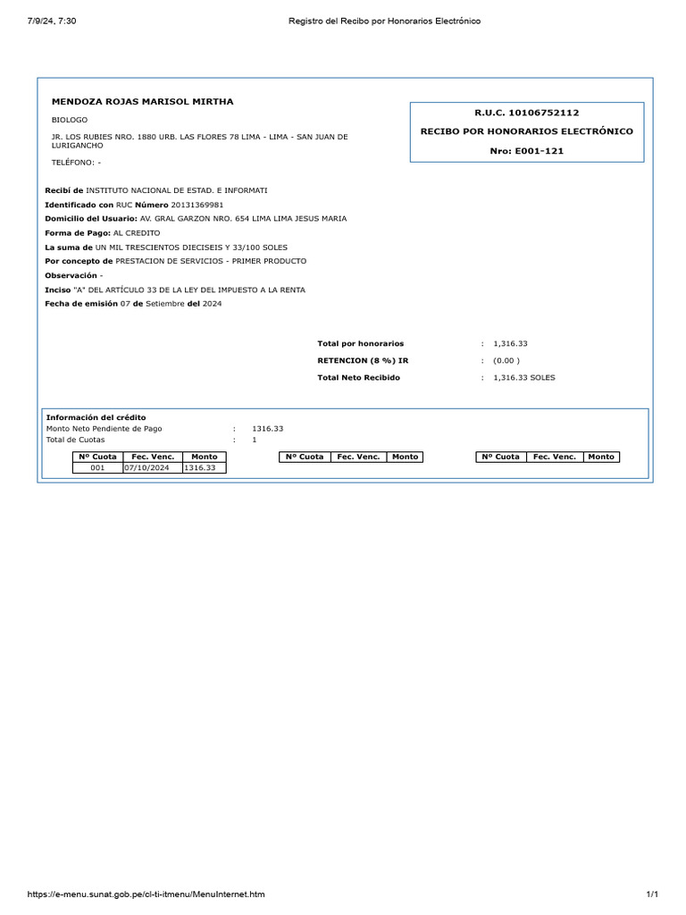 Mendoza Rojas Marisol Mirtha RH | PDF