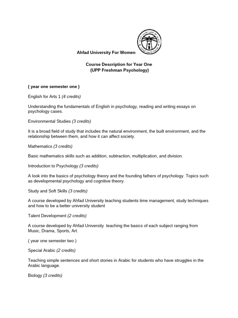 Ahfad Course Description | PDF | Social Science | Language Arts ...