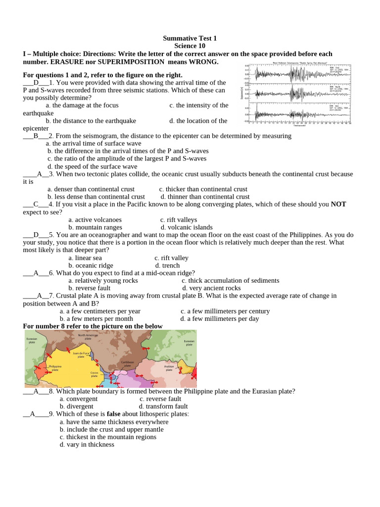 Summative Plate Tectonic | PDF | Plate Tectonics | Science & Mathematics