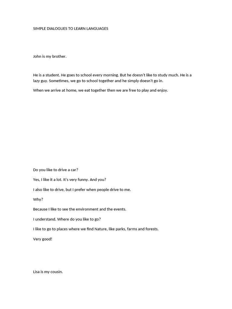 Simple Dialogues To Learn Languages | PDF | Language Arts & Discipline