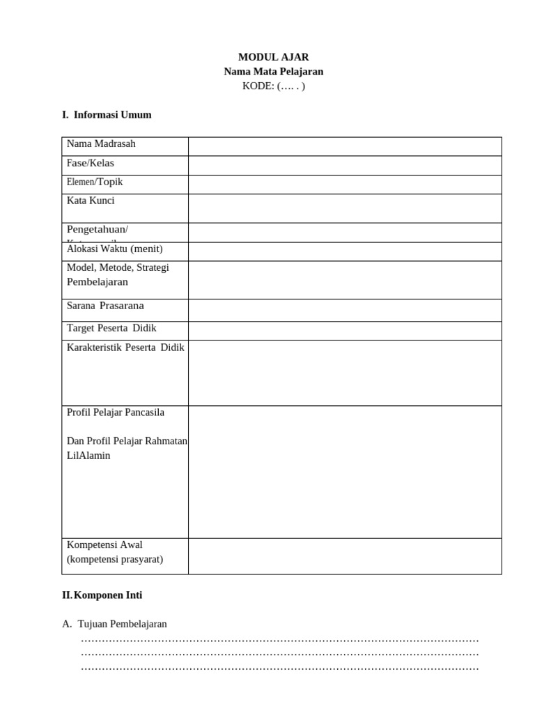 Format Modul Ajar | PDF