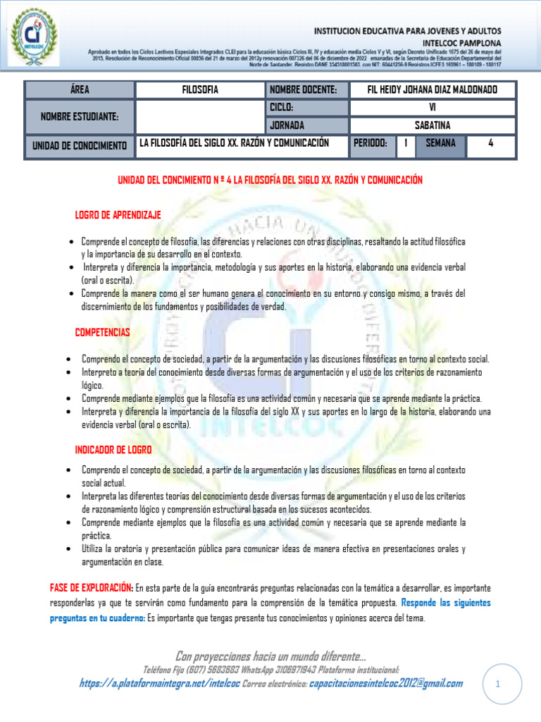 Guia de Aprendizaje Unidad 4 Semana 4 Modulo Filosofia Ciclo Vi ...